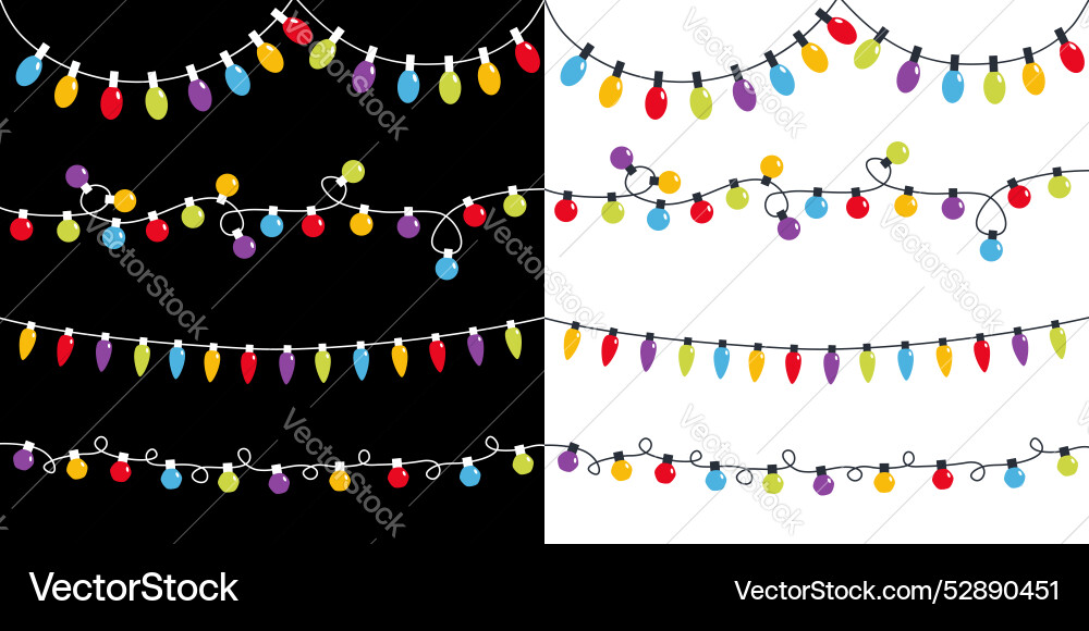 Christmas lights big set lightbulb glowing Vector Image