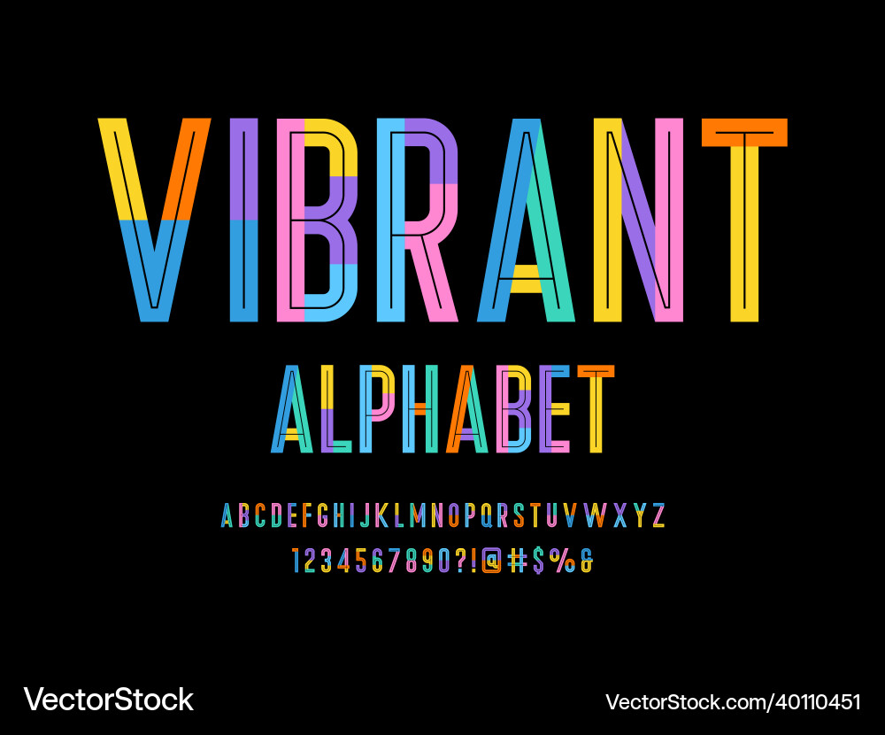 Colorful font Royalty Free Vector Image - VectorStock