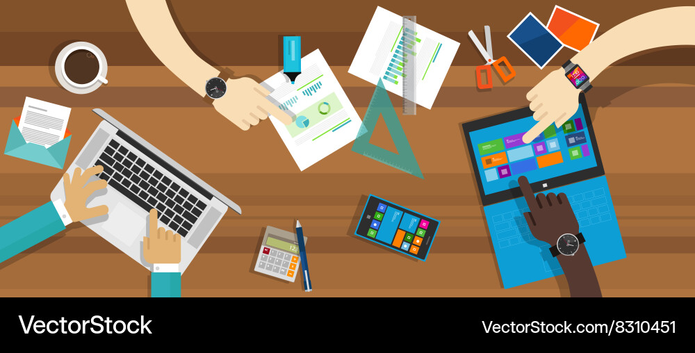 Desk collaboration working together table computer