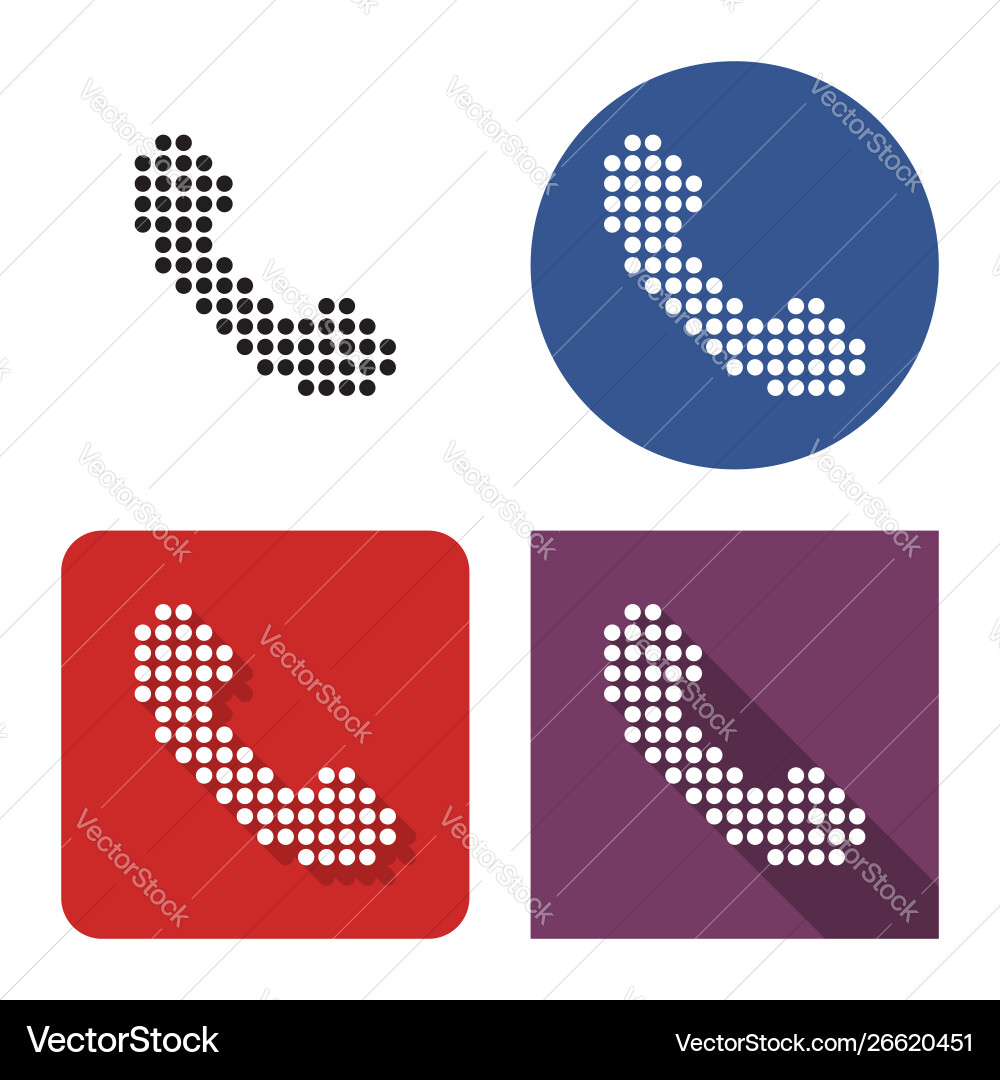 Dotted icon handset in four variants Royalty Free Vector