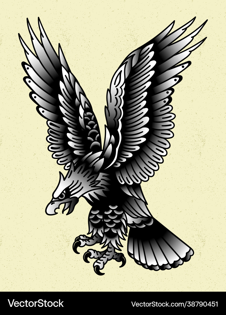 Eagle tattoo flash traditional Royalty Free Vector Image