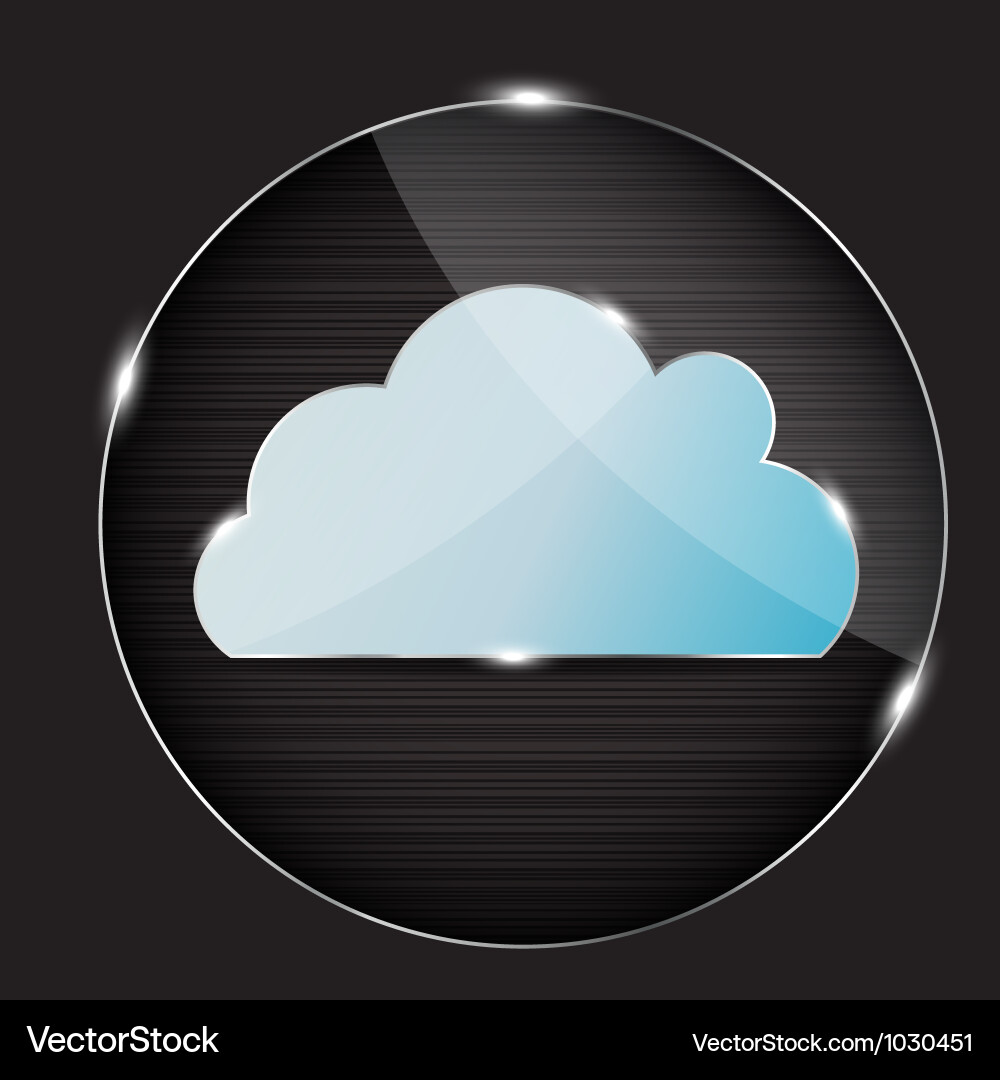 Glass button with cloud icon Royalty Free Vector Image