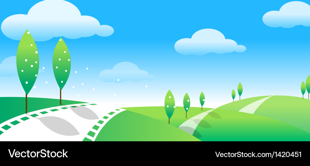 Green landscape with road Royalty Free Vector Image