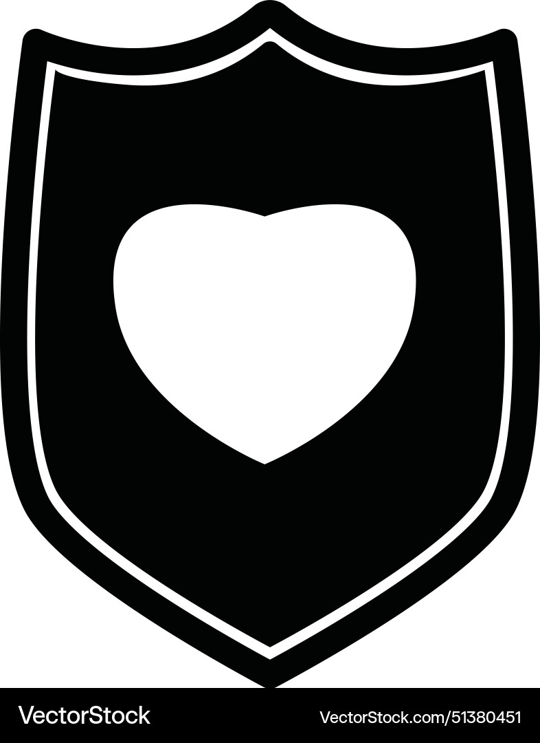 Heart inside shield icon logo Royalty Free Vector Image