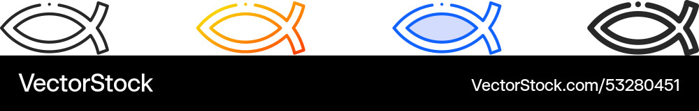 Ichthys ikonthin linearer Gradient blauer Schlag Vektorbild