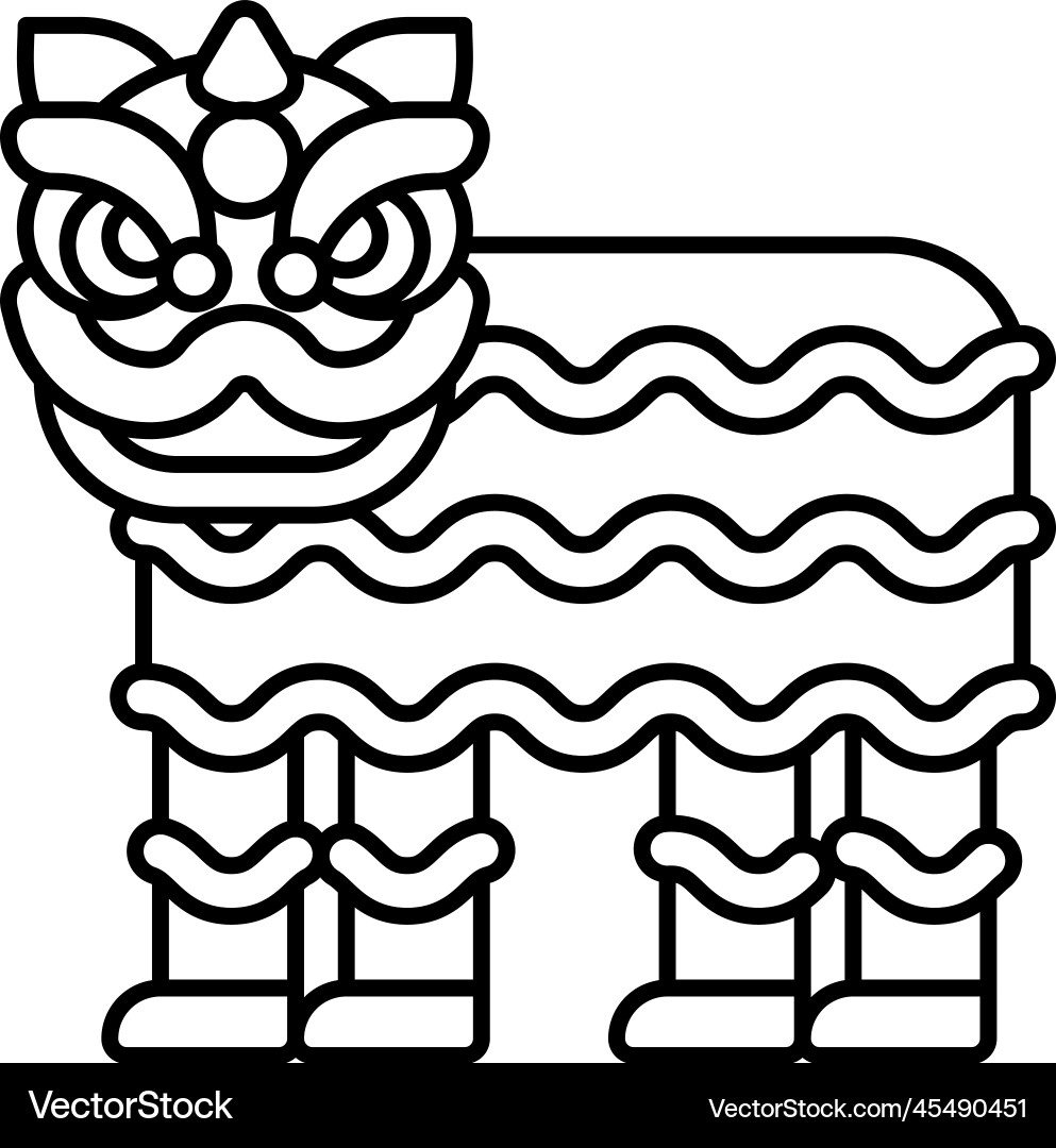 Lion Dance Ikone verwandt Lizenzfreies Vektorbild