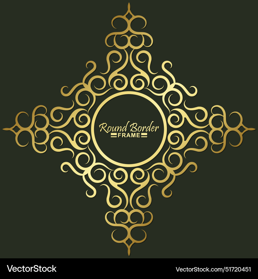 Luxury gold round floral frame design Royalty Free Vector