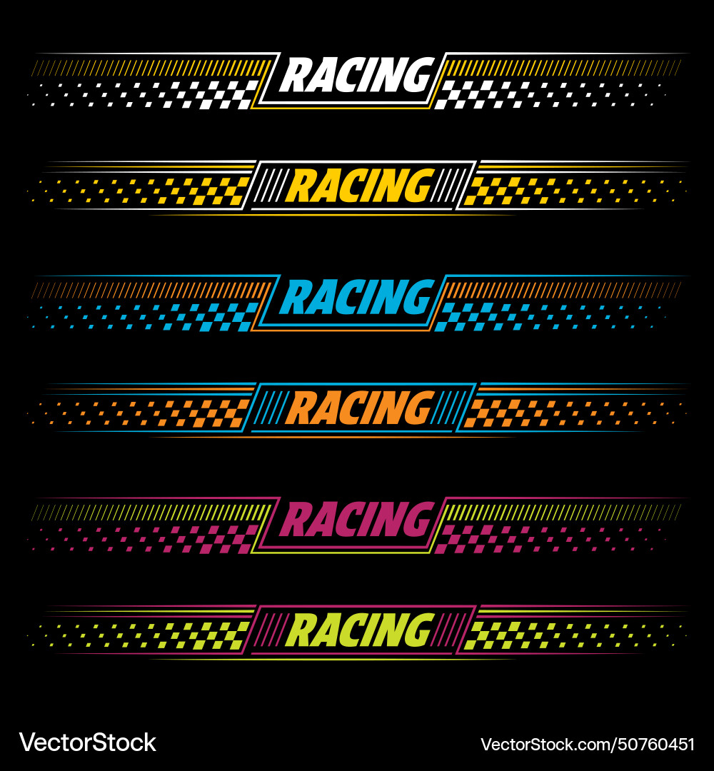 Racing colorful decals set Royalty Free Vector Image