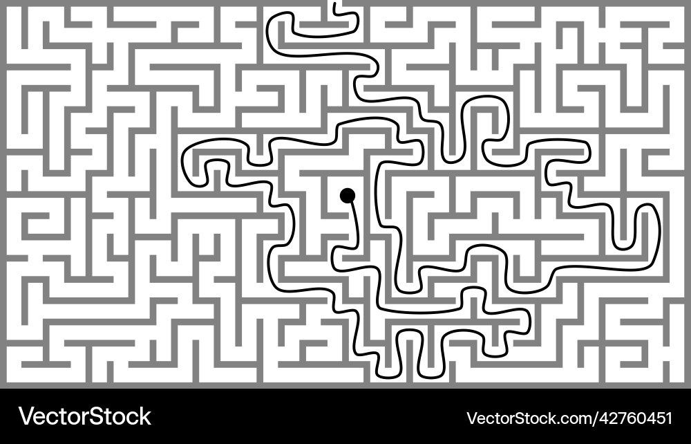Rectangle maze with solution Royalty Free Vector Image