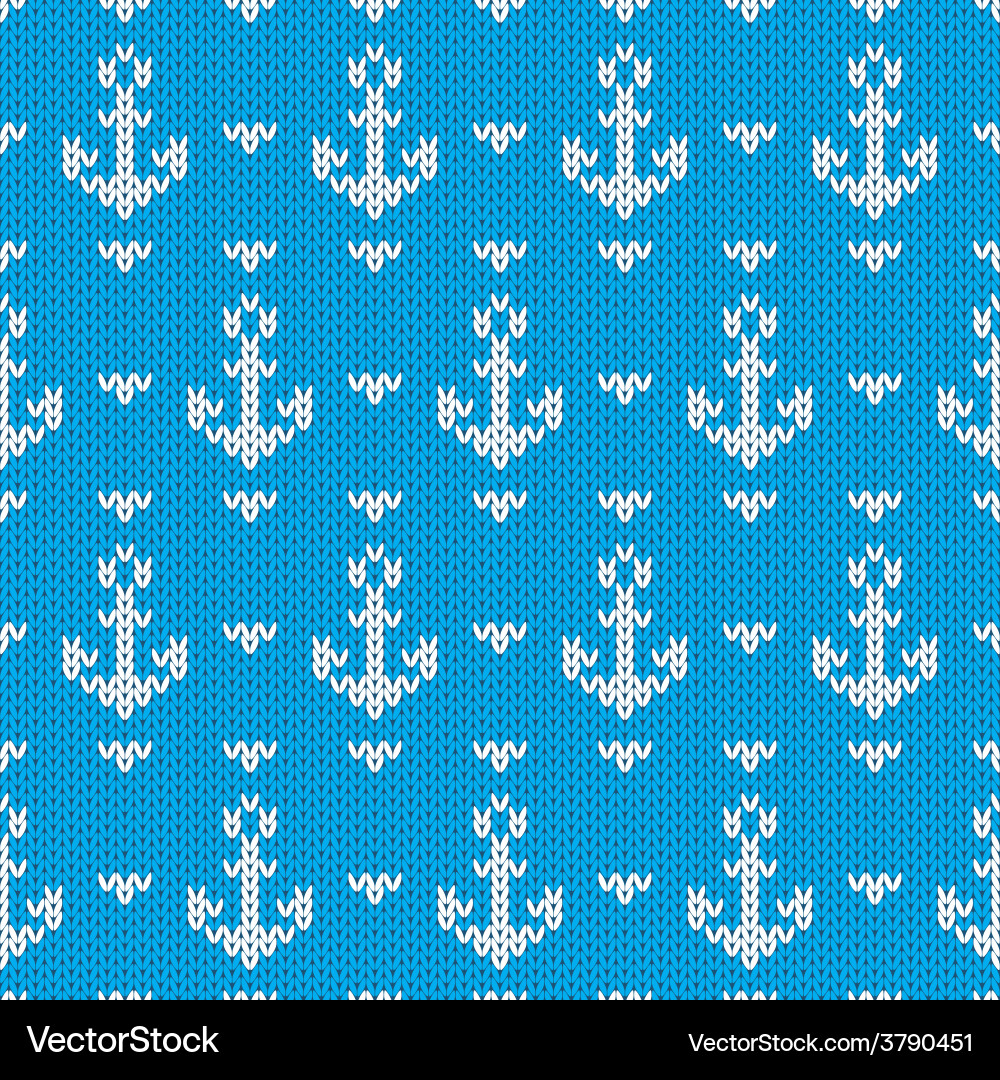 Seamless knitted pattern with anchors Royalty Free Vector