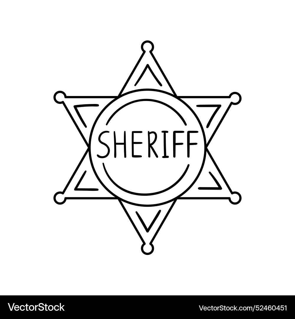 Sheriff badge in outline Royalty Free Vector Image