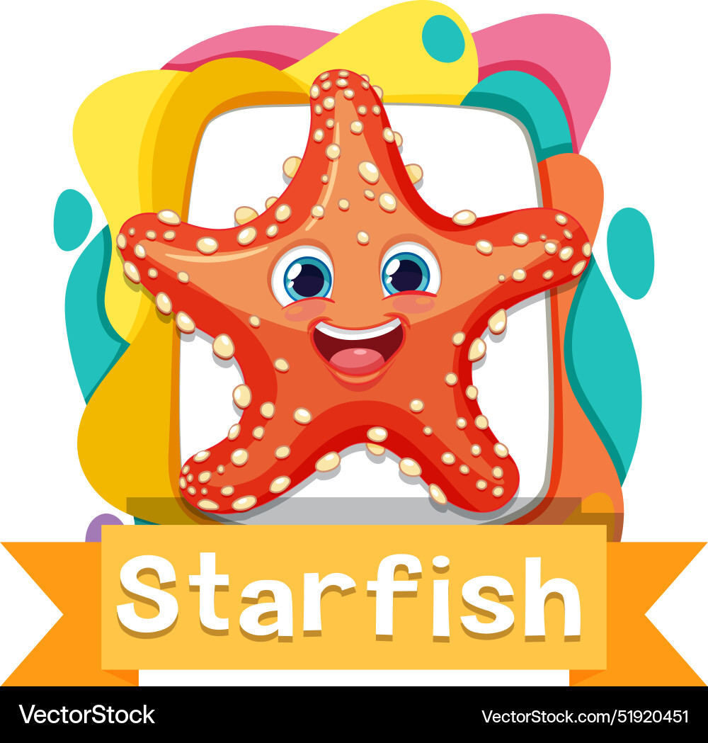 Smiling starfish with colorful background elements