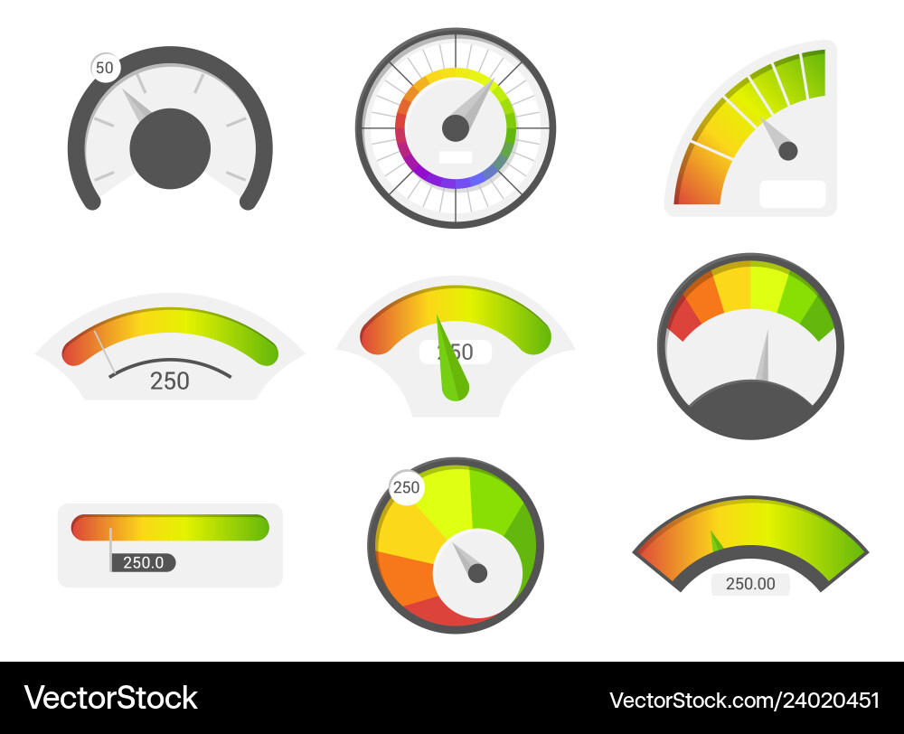 Speedometer icons credit score indicators Vector Image