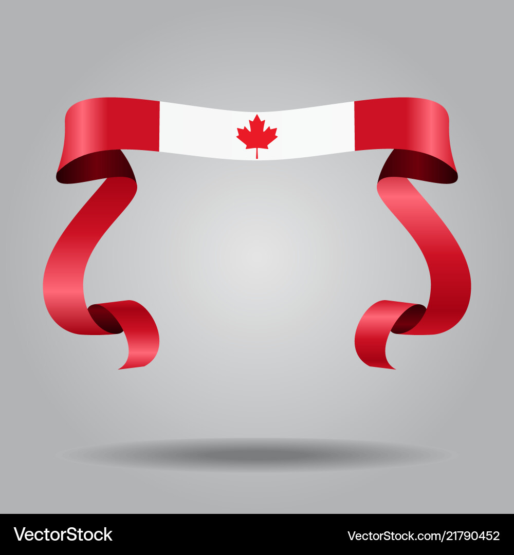 Canadian flag wavy ribbon background Royalty Free Vector