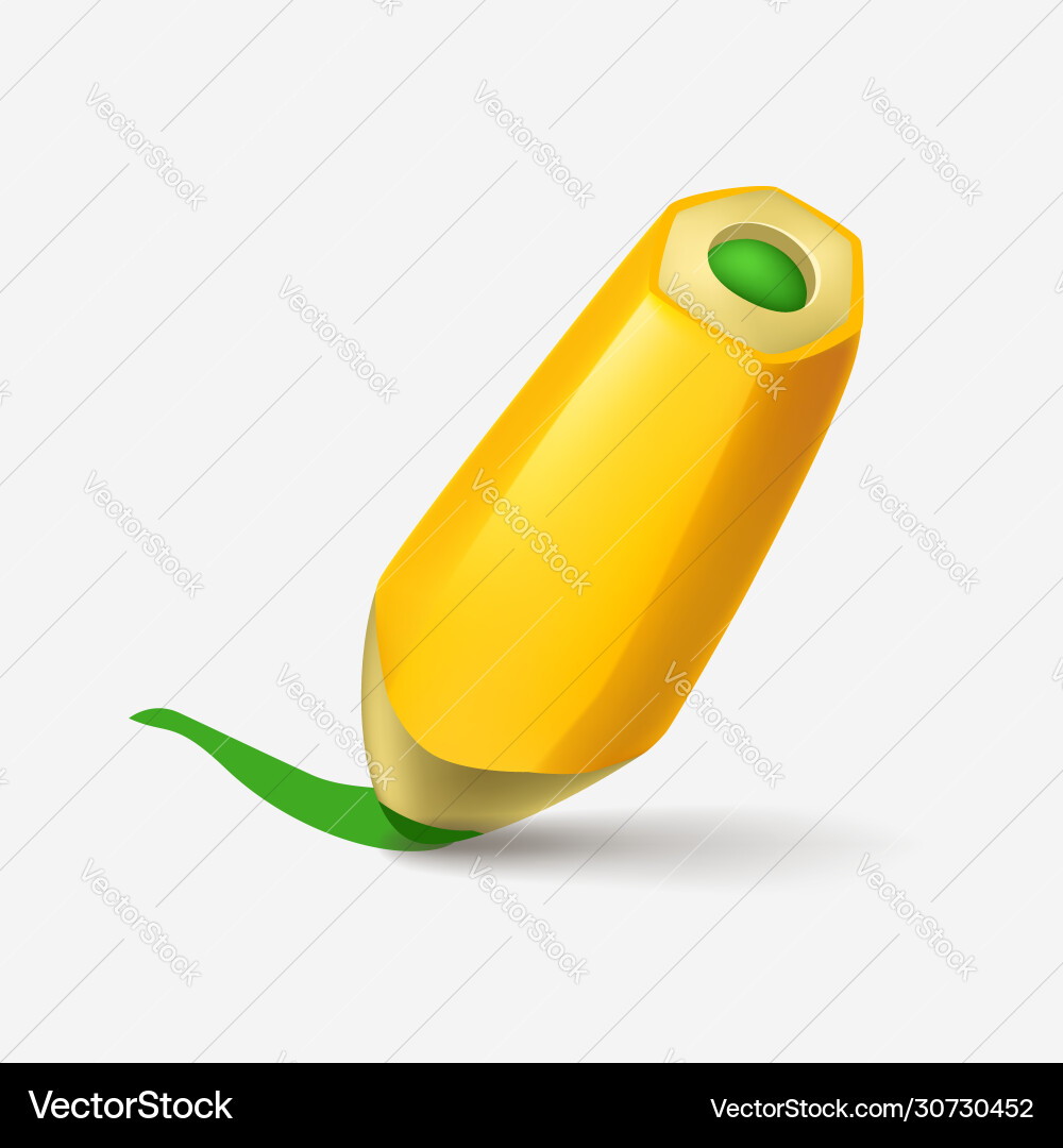 Cartoon yellow pencil realistic shadow Royalty Free Vector