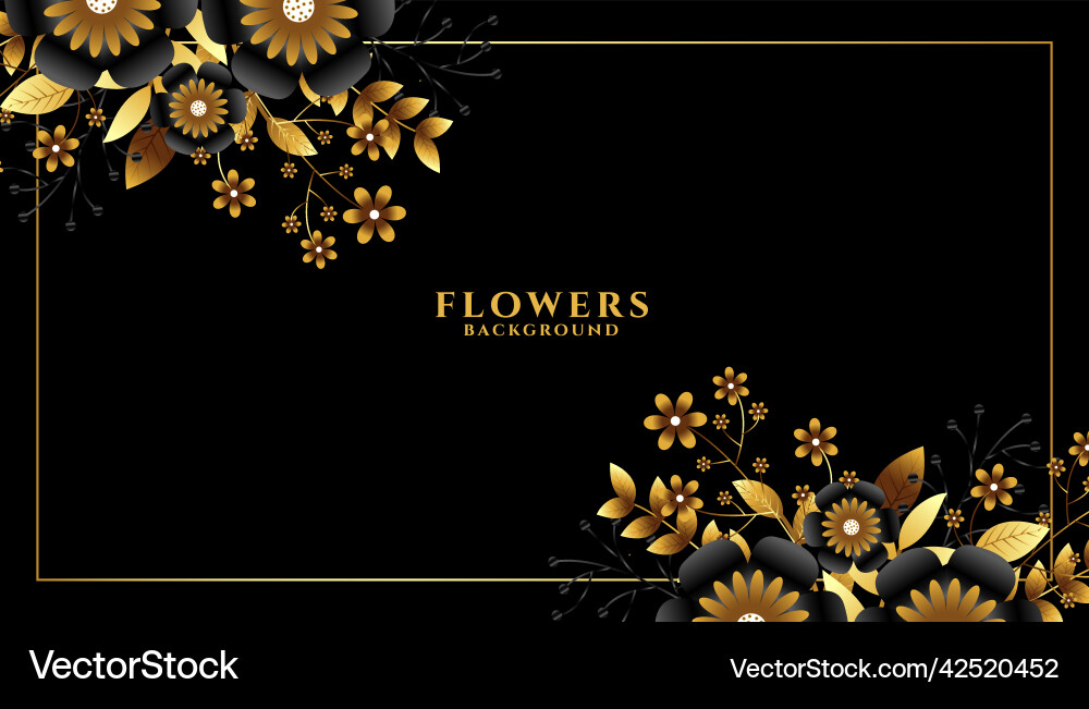 Golden flower flourish background design Vector Image