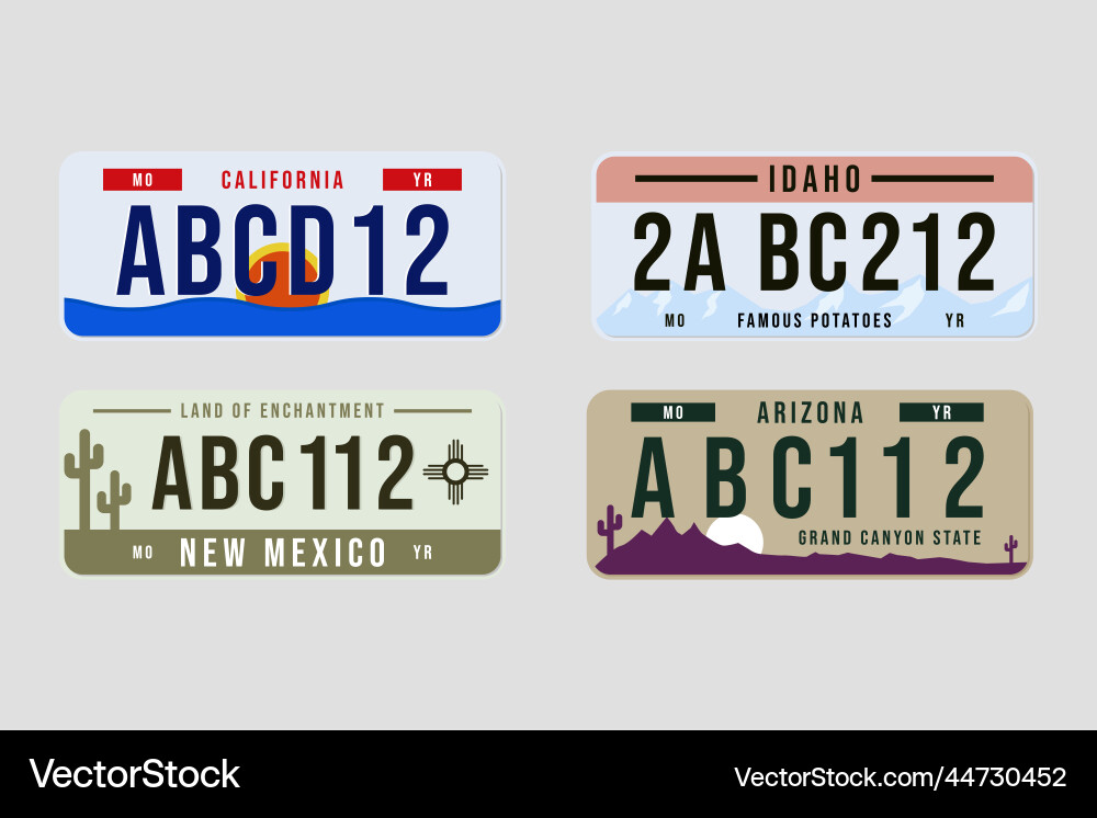 License plate in flat style Royalty Free Vector Image