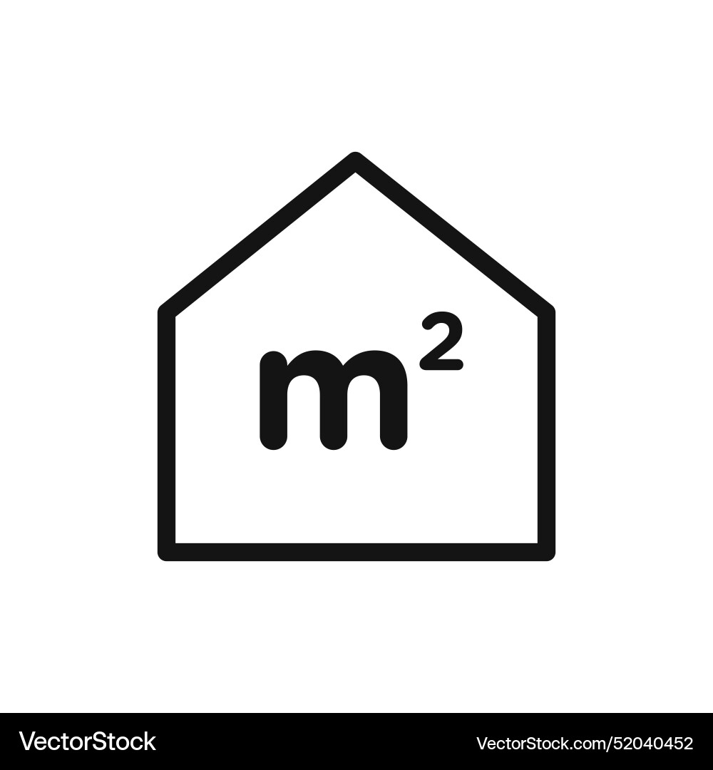 M2 area unit icon black and white sign Royalty Free Vector