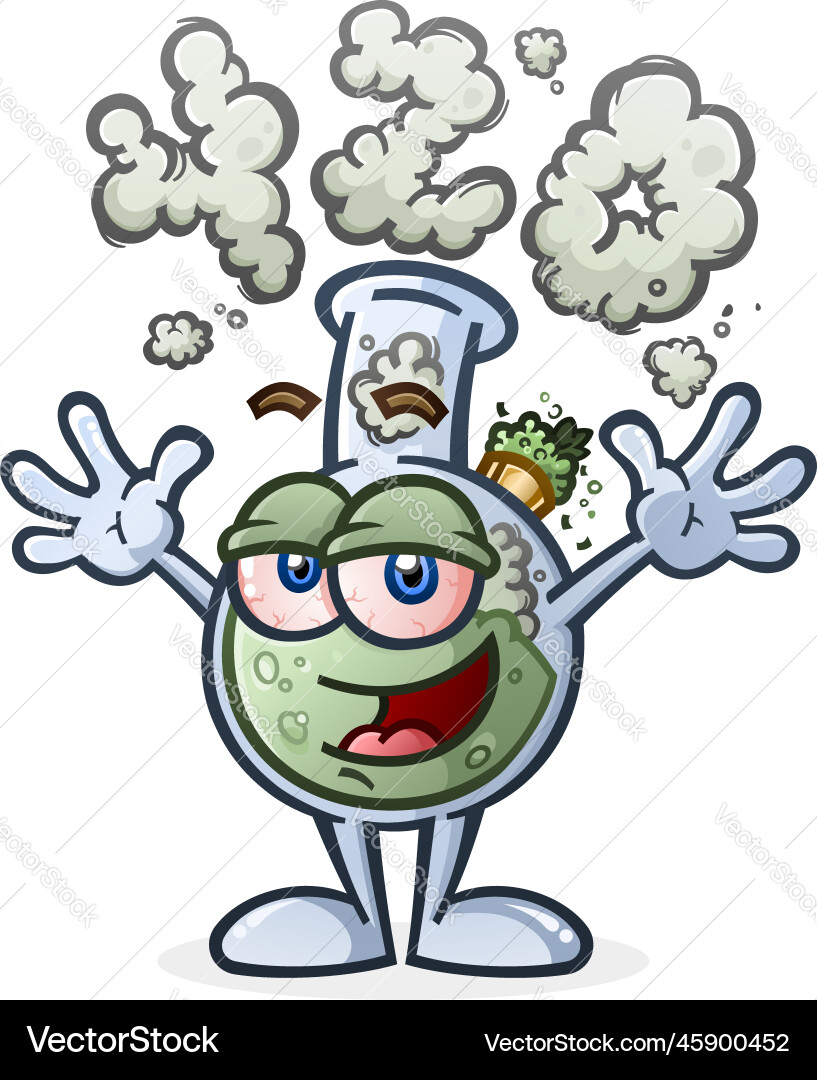 Marijuana bong cartoon 420 smoke cloud Royalty Free Vector