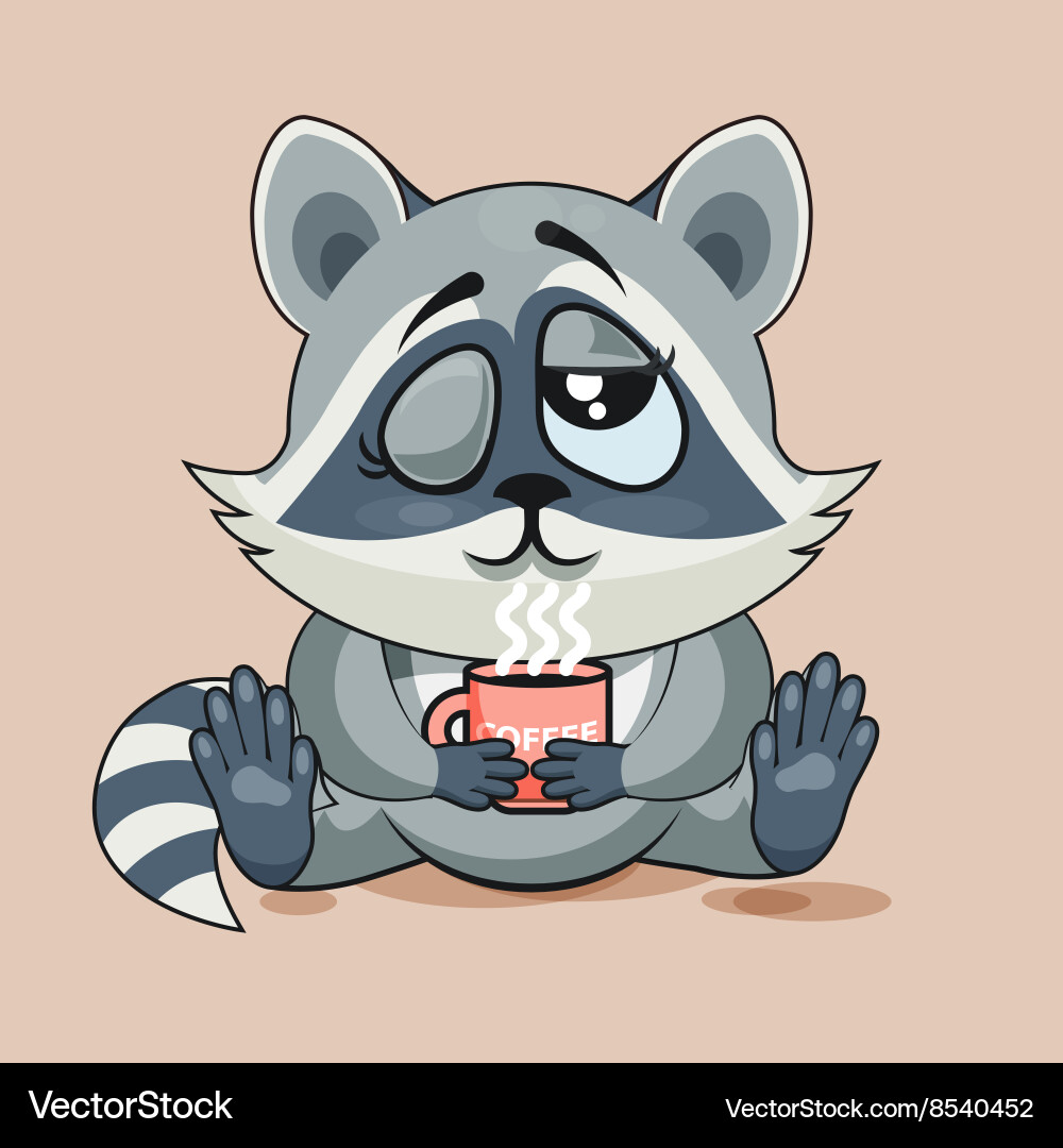 Raccoon cub good morning Royalty Free Vector Image