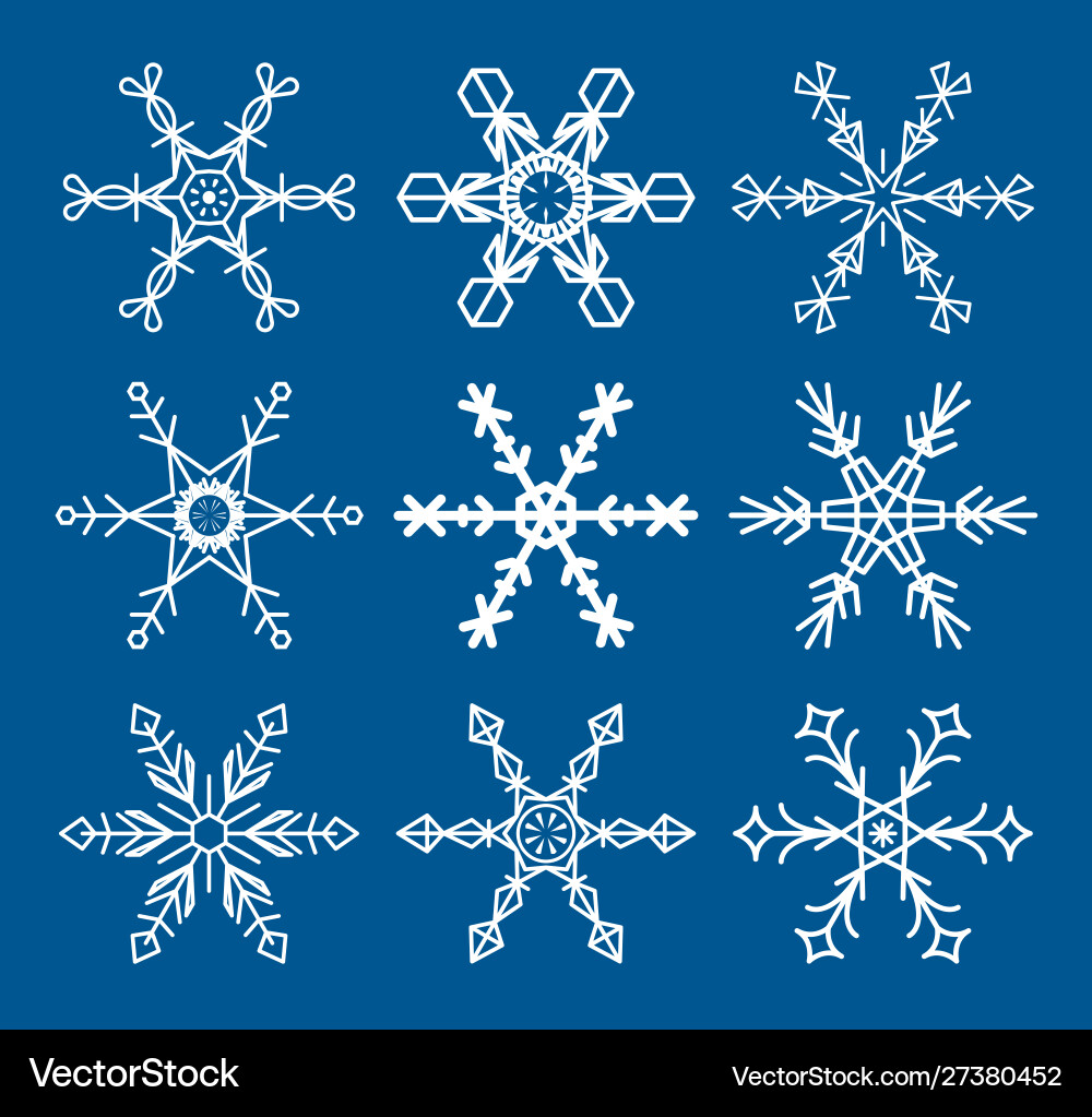 Set snowflake in white color Royalty Free Vector Image