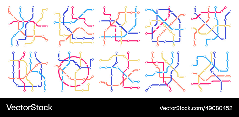 Subway map set underground railway metro route Vector Image