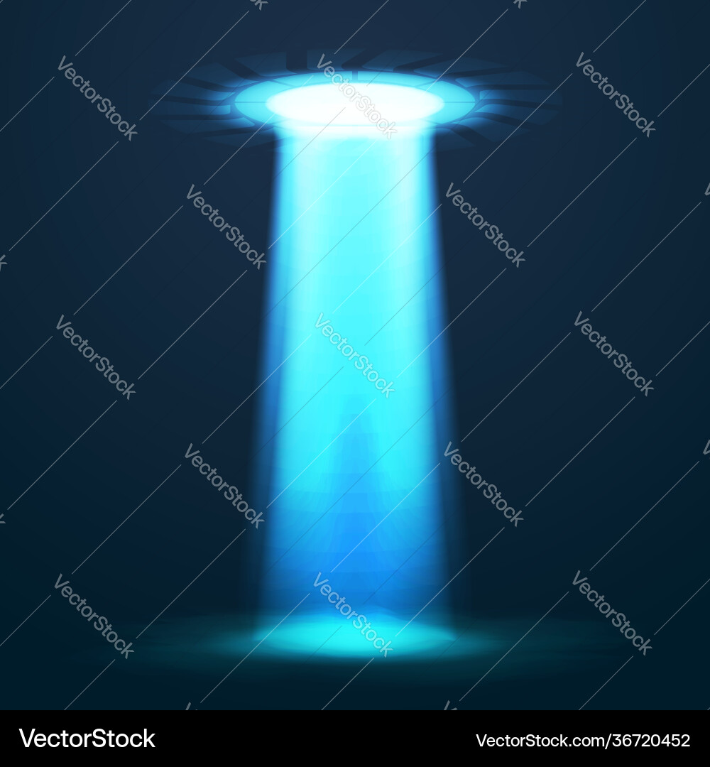 Ufo light alien sky beams Royalty Free Vector Image