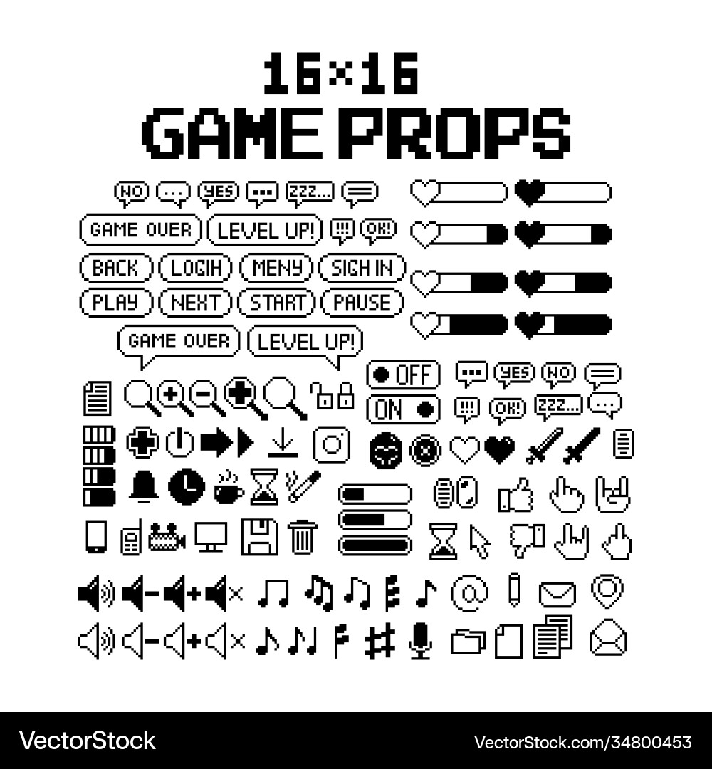 8-bit Pixel Icons - Retro Game Art Royalty Free Vector Image