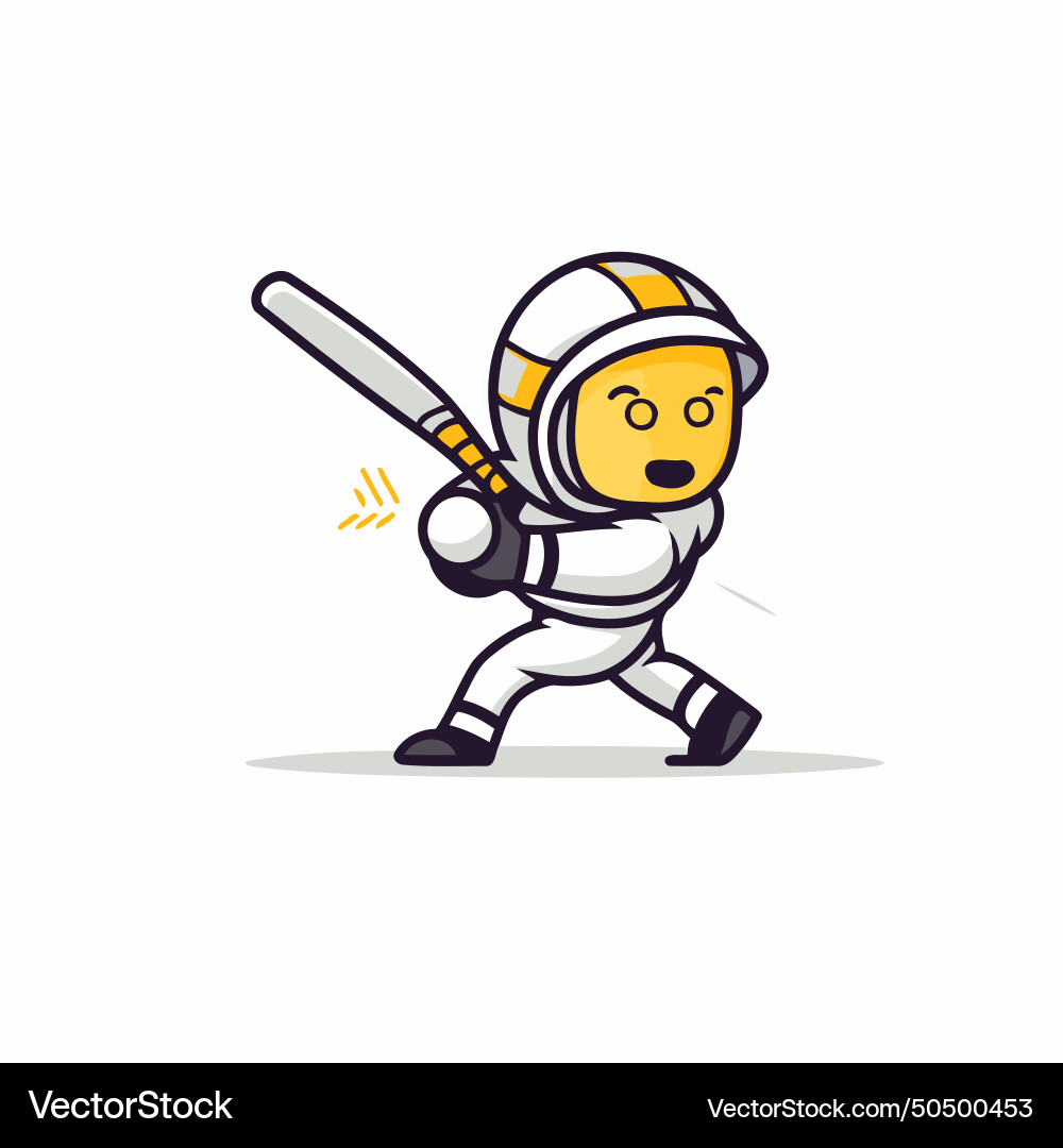 Baseball player with bat in cartoon style Vector Image