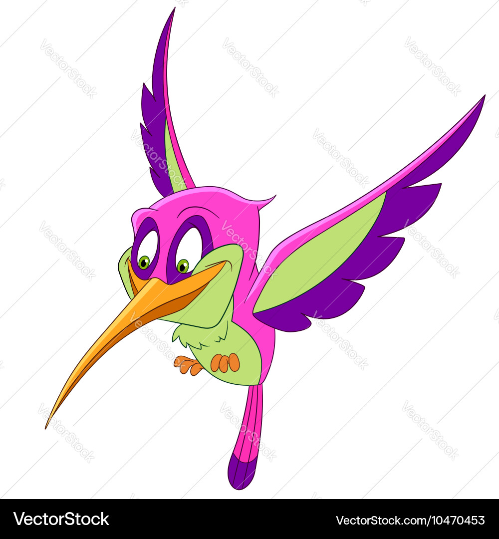 Beautiful cartoon hummingbird Royalty Free Vector Image
