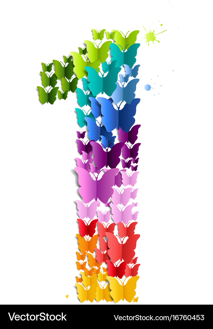 Butterfly Gradient Number One Royalty Free Vector Image