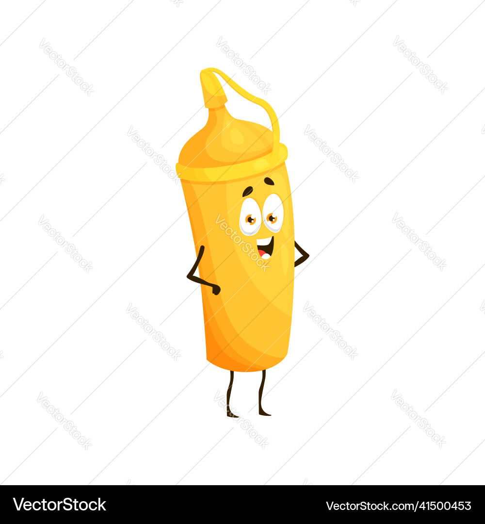 Cartoon mustard bottle character mascot Royalty Free Vector