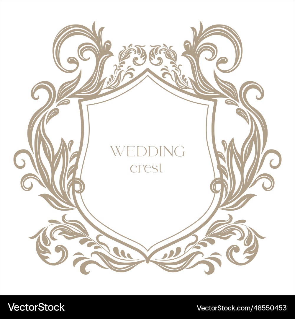 Elegant Floral Crest - Wedding Style Royalty Free Vector