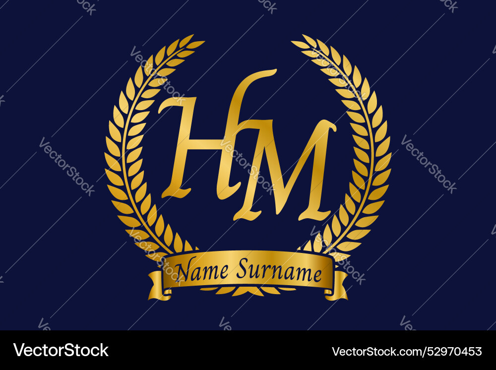Initial letter h and m hm monogram logo design Vector Image
