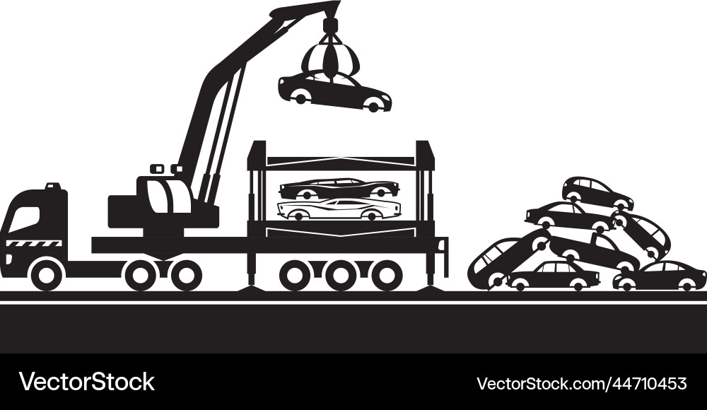 Mobile car crusher for metal scrap Royalty Free Vector Image
