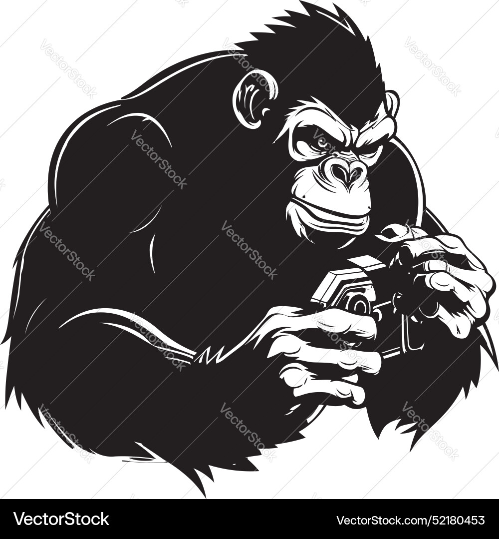 Muscle monkey madness chimpanzee controller icon Vector Image