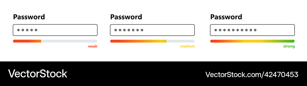 Password weak medium and strong interface Vector Image