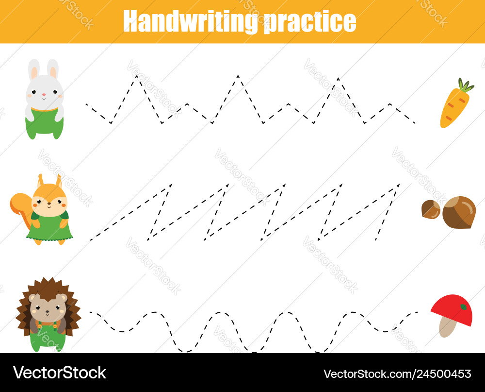 Preschool handwriting practice sheet educational Vector Image