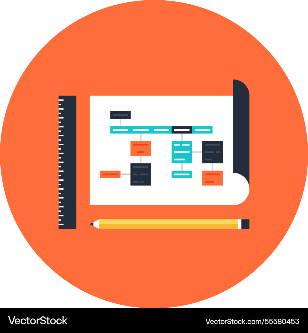 Project management flat web icon Royalty Free Vector Image