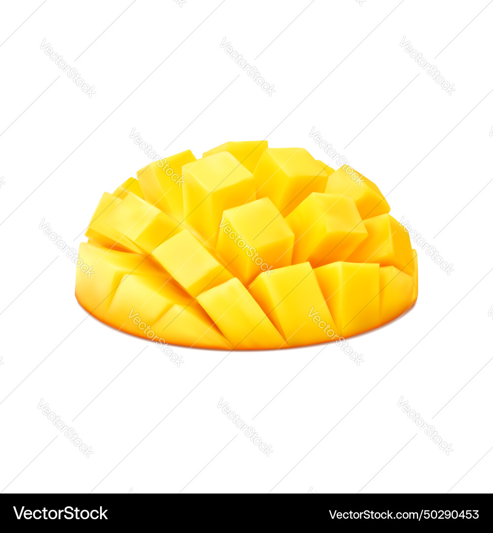 Raw tropical realistic diced mango fruit isolated Vector Image