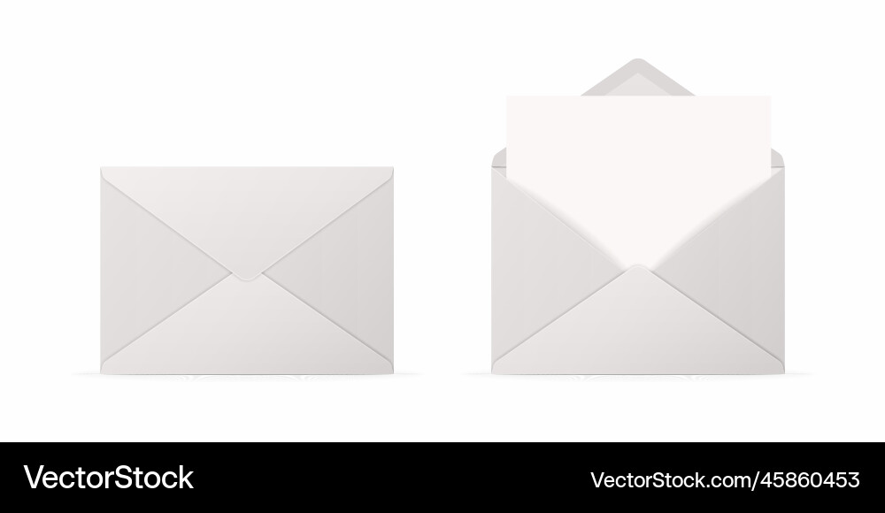 Realistic white closed opened envelopes Royalty Free Vector