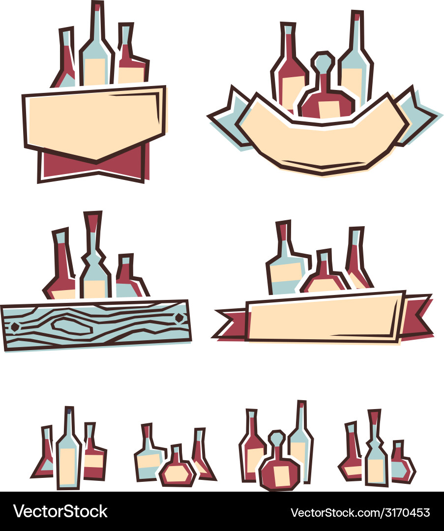 Retro Alcohol Bottles & Labels Royalty Free Vector Image