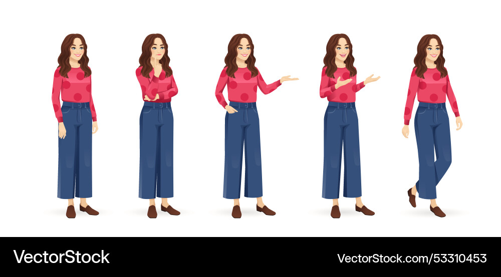 Young woman set low angel view Royalty Free Vector Image