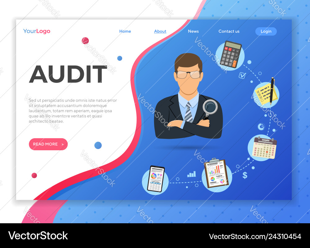 Auditing tax process accounting concept Royalty Free Vector