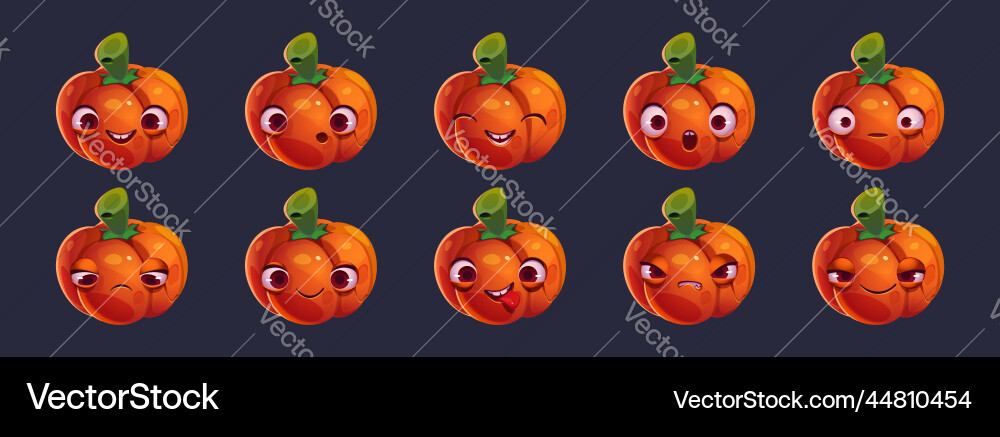 Cartoon pumpkin character with different emotions Vector Image
