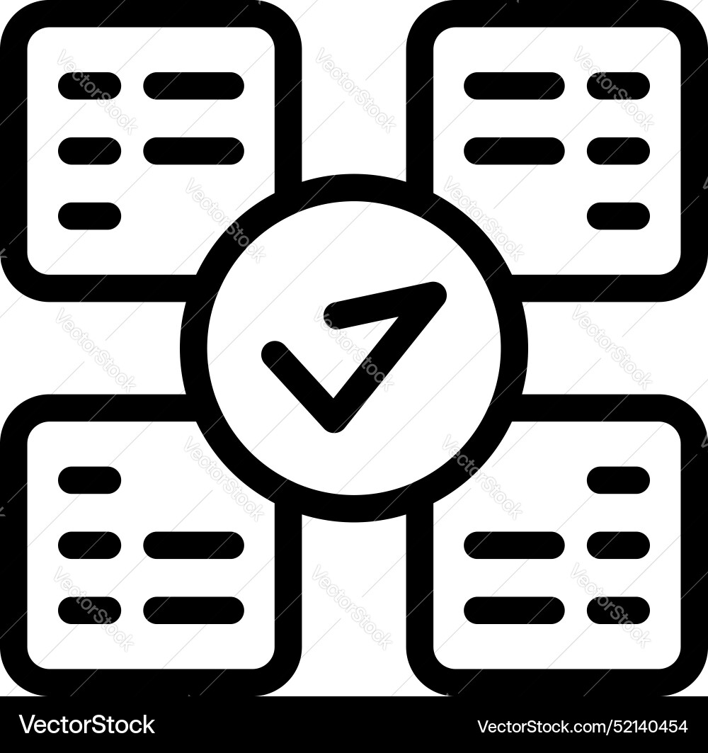 Completing tasks icon showing check mark Vector Image