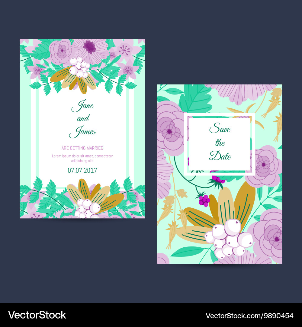 Cute wedding invitation template Royalty Free Vector Image