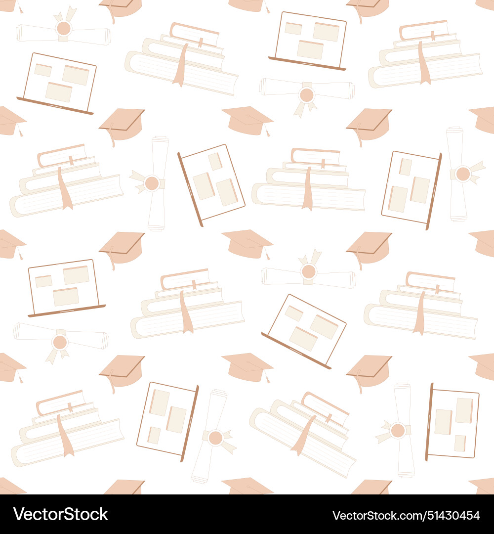 Education seamless pattern graduation caps laptop Vector Image