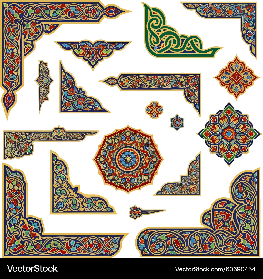 Intricate Islamic Geometric Borders Royalty Free Vector