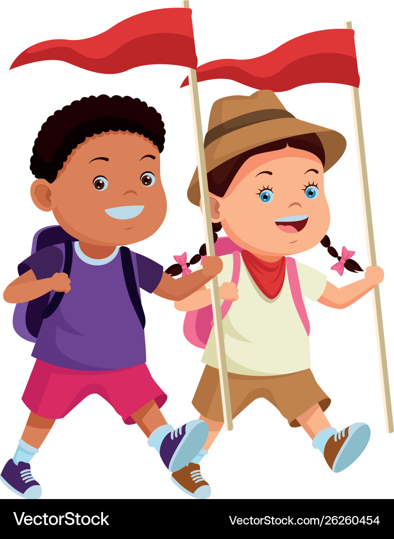 Kids and summer camp cartoons Royalty Free Vector Image